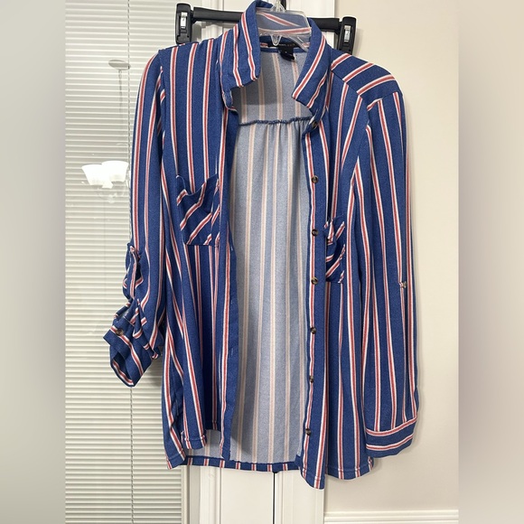 Robert Louis | Tops | Robert Louis Striped Shirt With Red Accents ...